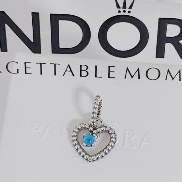 Pandora | Jewelry | Pandora March Aqua Blue Beaded Heart Dangle Charm ...